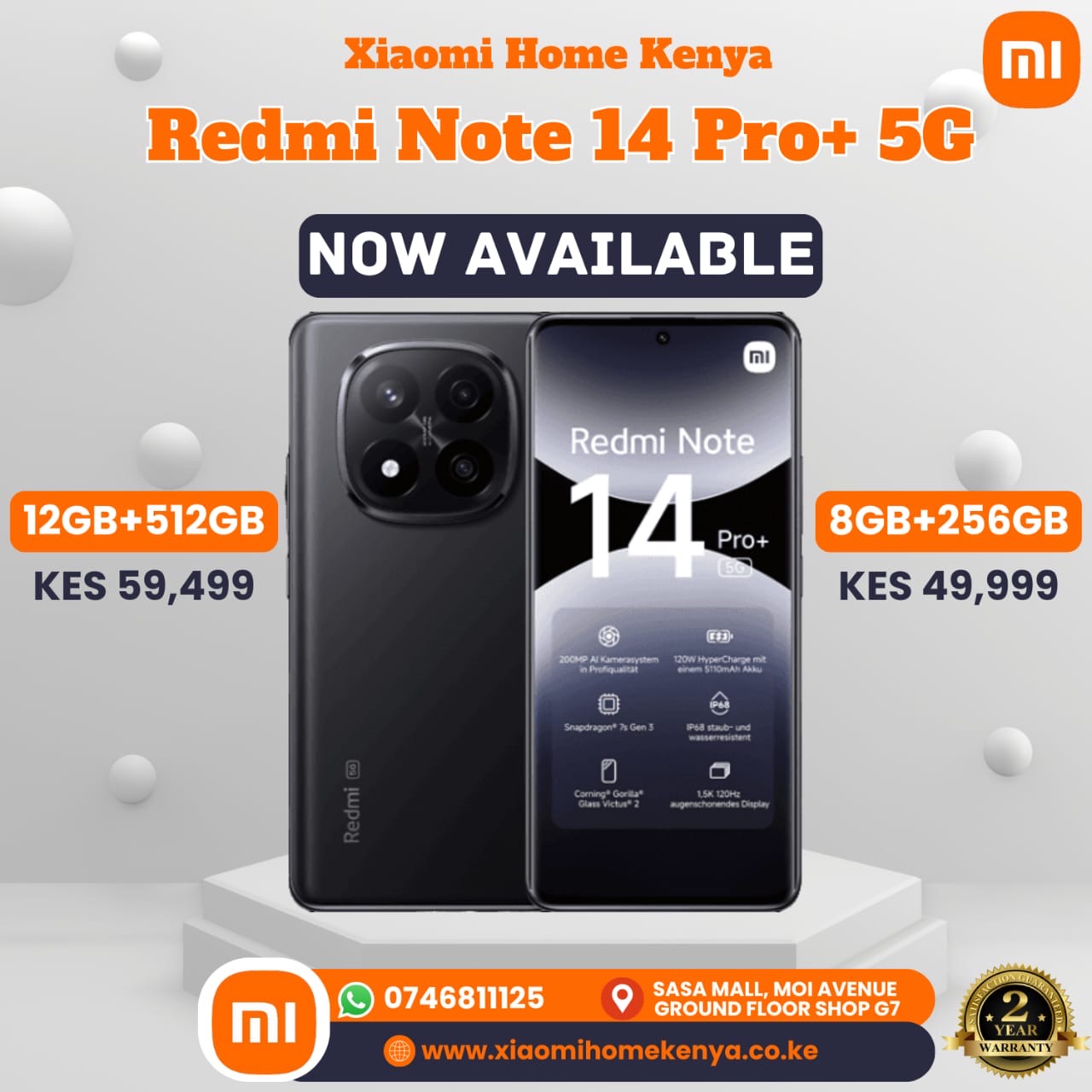 Redmi Note 14 Pro + 5G 12+512, Newly Launched | XIAOMI HOME KENYA ...